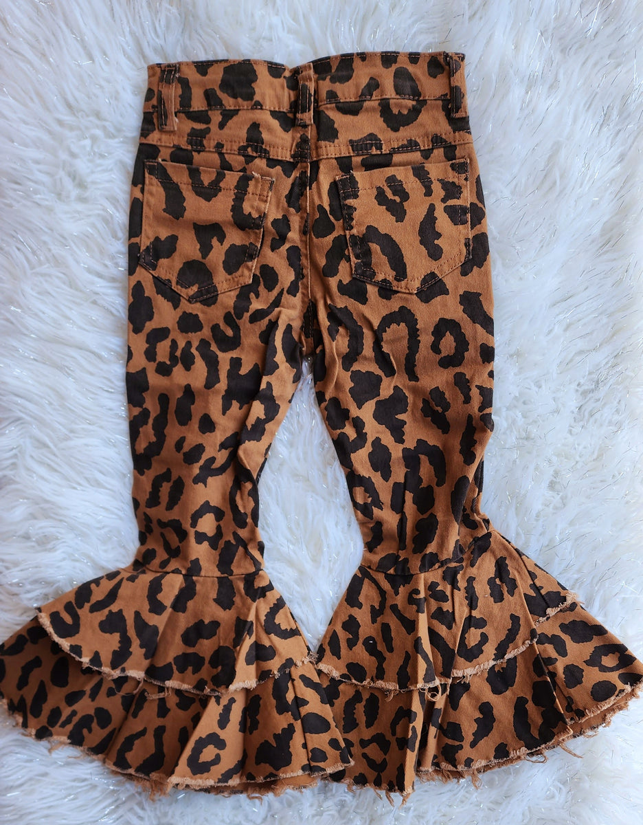 Distressed Leopard Double Bell Bottoms – Swanky Tots